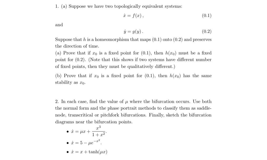 1. (a) Suppose we have two topologically equivalent | Chegg.com
