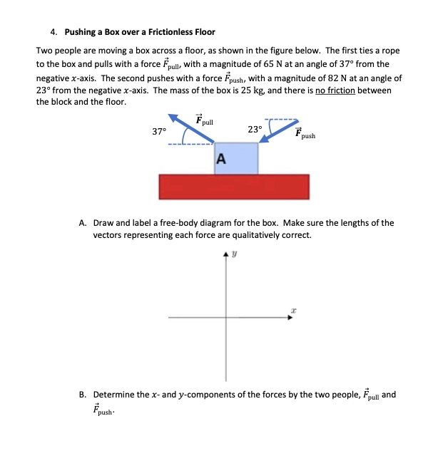 Solved 4. Pushing a Box over a Frictionless Floor Two people | Chegg.com