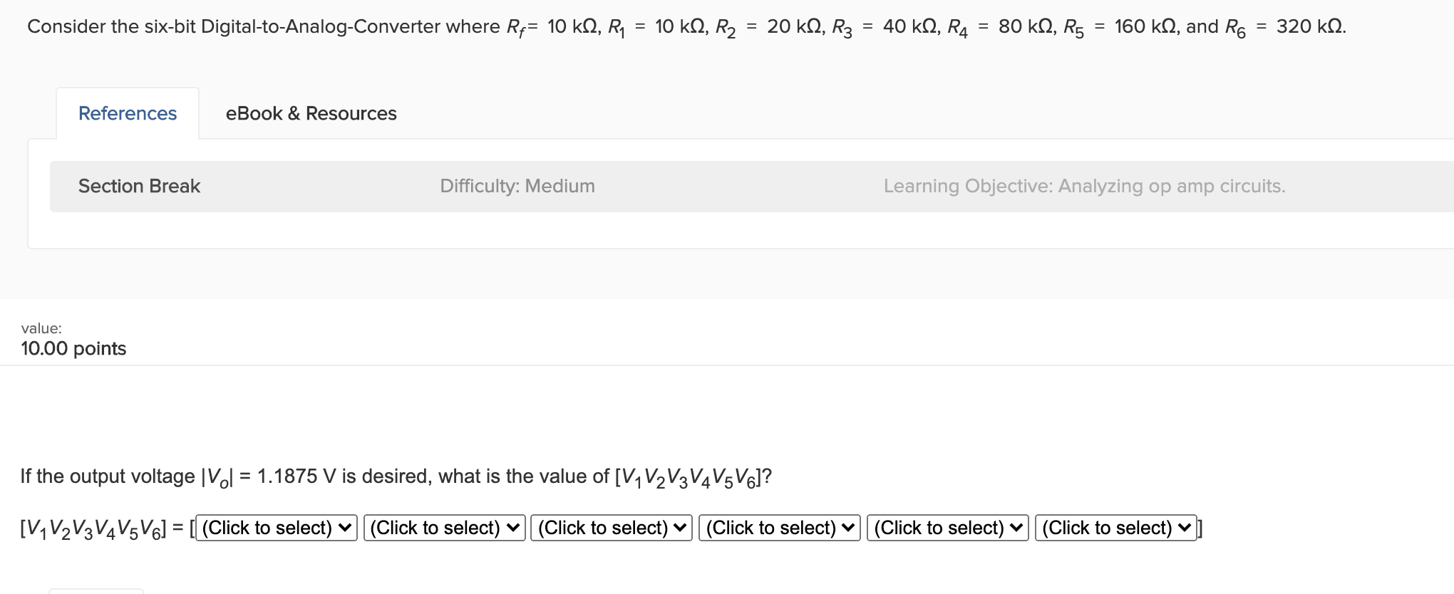 Solved The options on each '(click to select)' are 0 or 1 | Chegg.com
