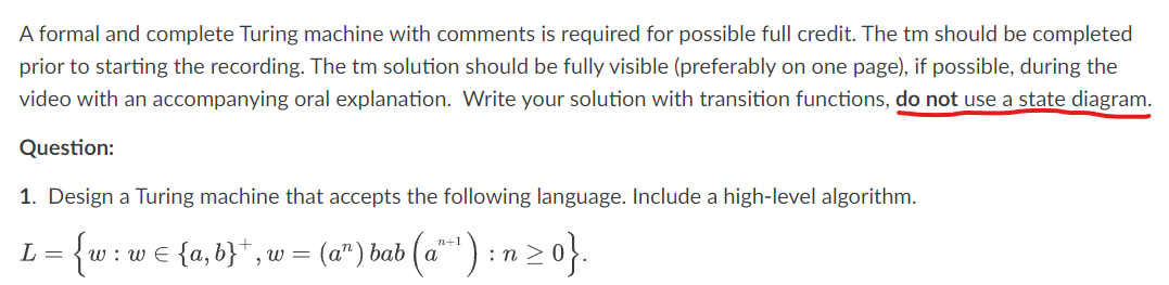 Solved A formal and complete Turing machine with comments is | Chegg.com