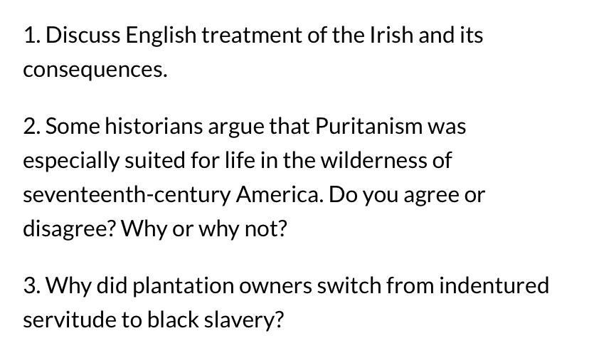 These questions are relevant to america first coming | Chegg.com