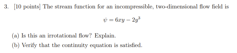 Solved 3. [10 points] The stream function for an | Chegg.com