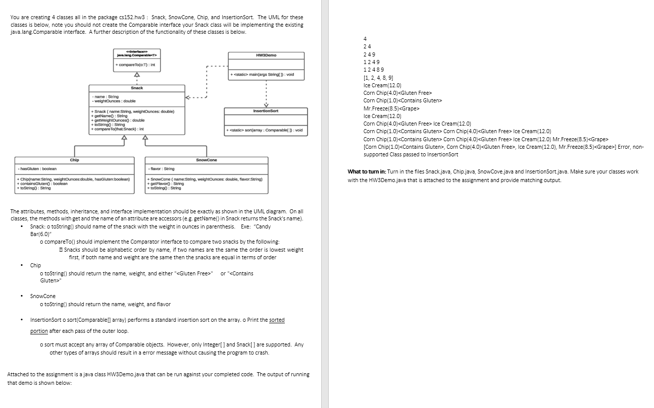 Solved You are creating 4 classes all in the package | Chegg.com