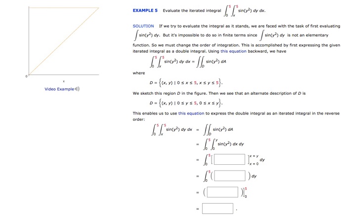 Solved EXAMPLE 5 Evaluate the iterated integral sin(y) dy dx | Chegg.com