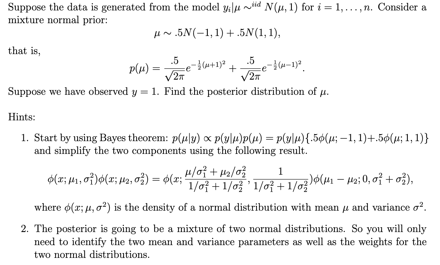 Solved Suppose the data is generated from the model | Chegg.com