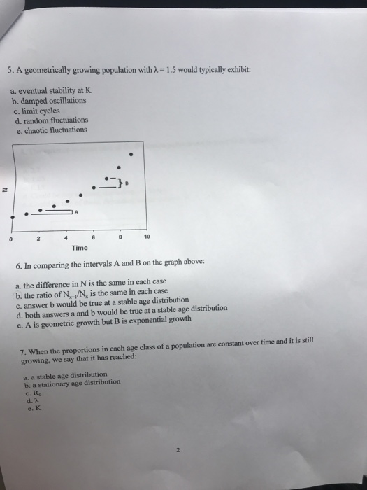 Solved 5. A geometrically growing population with a. | Chegg.com