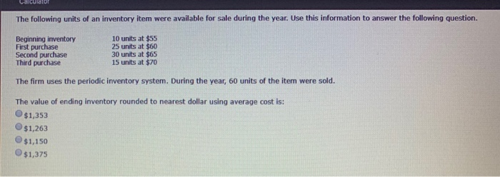 Solved The following units of an inventory item were | Chegg.com