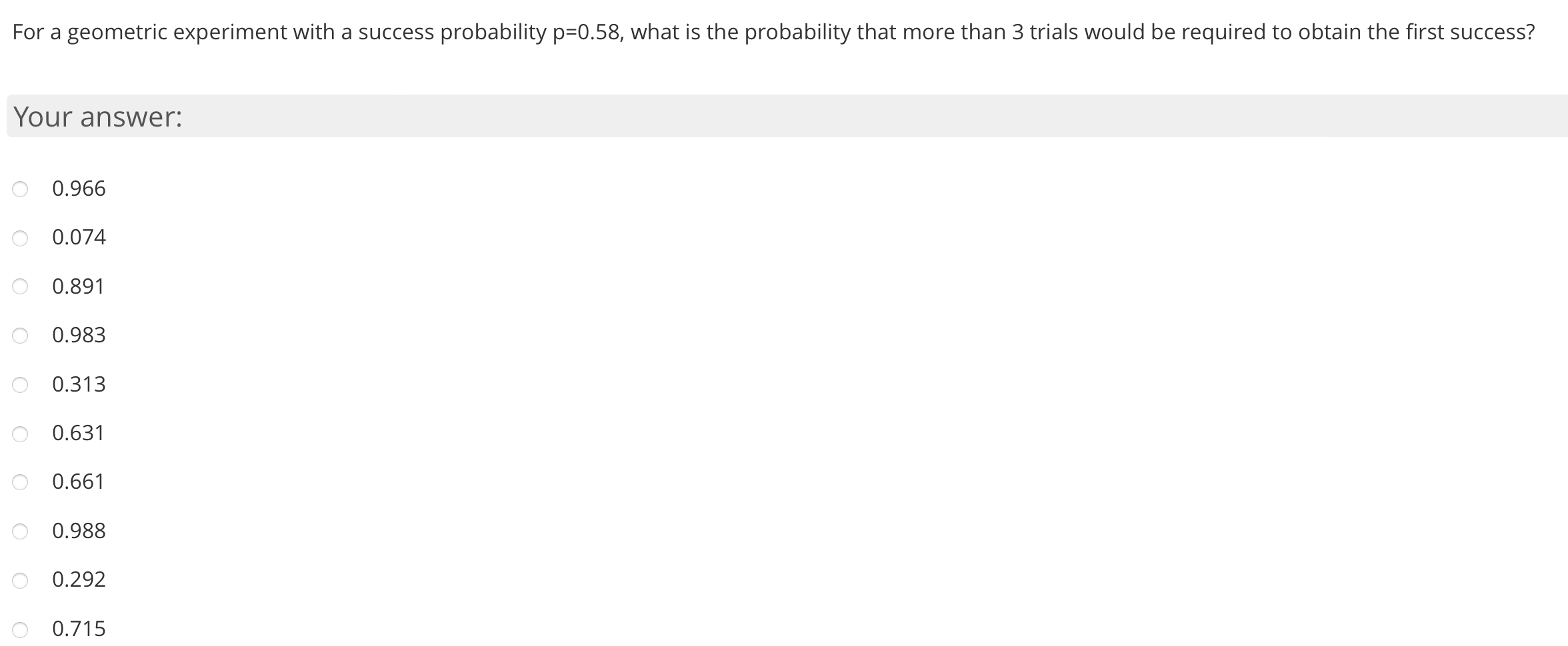 Solved For a geometric experiment with a success probability | Chegg.com