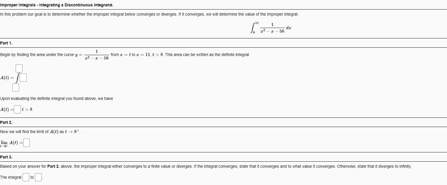 Solved Improper Integrals - Integrating a Discontinuous | Chegg.com