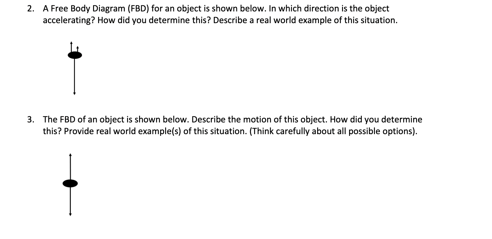 Solved 2. A Free Body Diagram (FBD) for an object is shown | Chegg.com