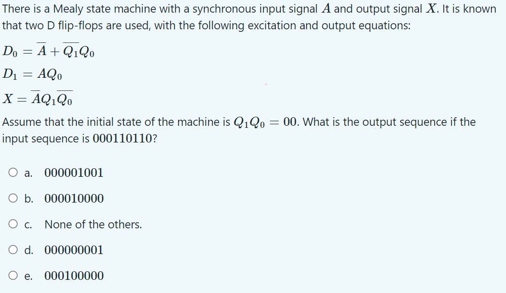 Solved There is a Mealy state machine with a synchronous | Chegg.com
