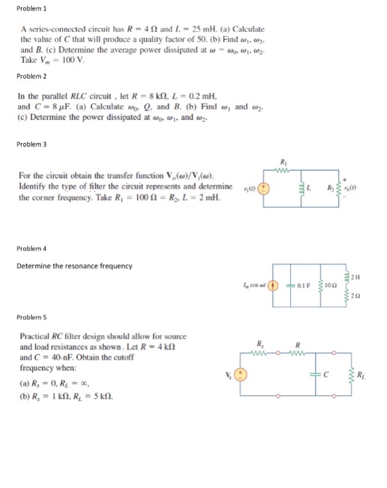Solved Problem 1 A series-connected circuit has R 4 Ω and L | Chegg.com