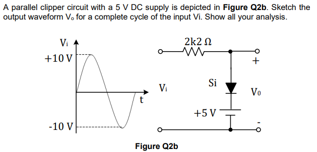 Solved A parallel clipper circuit with a 5 V DC supply is | Chegg.com