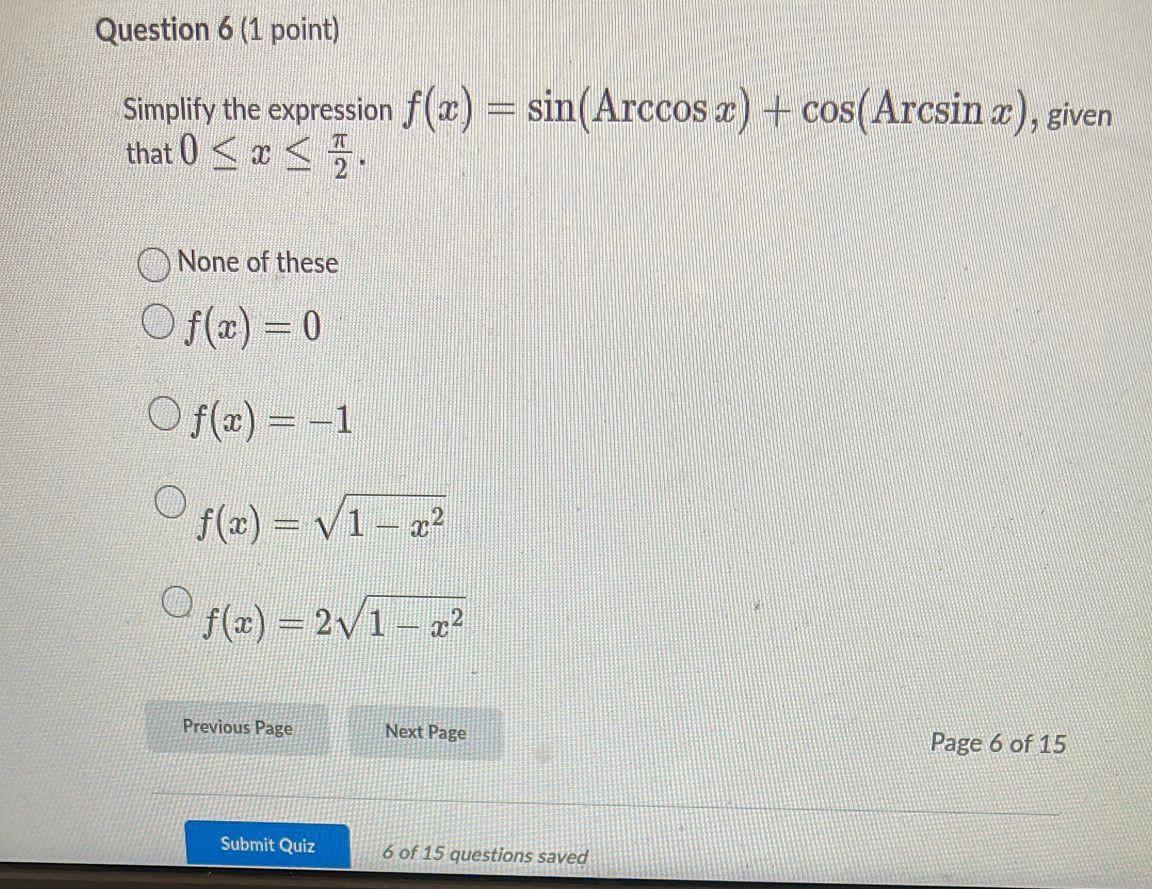 Solved Question 6 ( 1 point) Simplify the expression | Chegg.com