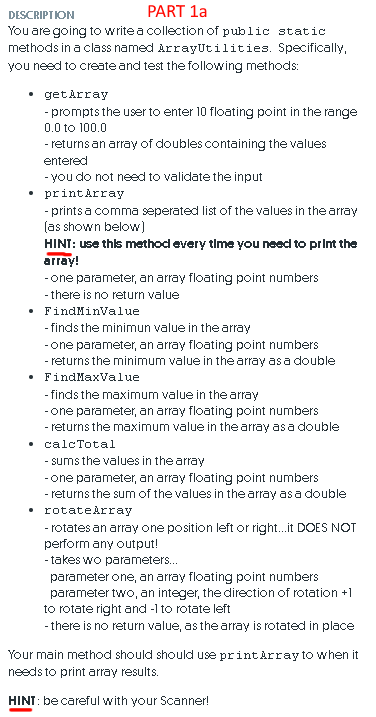 Solved DESCRIPTION PART 1a You are going to write a | Chegg.com