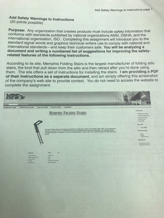 Add Safety Warnings to Instructions page 1 Add Safety | Chegg.com