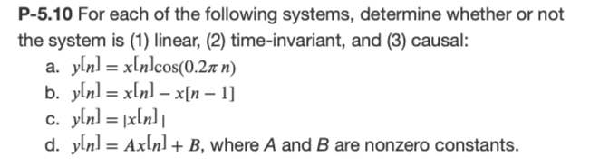 Solved P-5.10 For each of the following systems, determine | Chegg.com