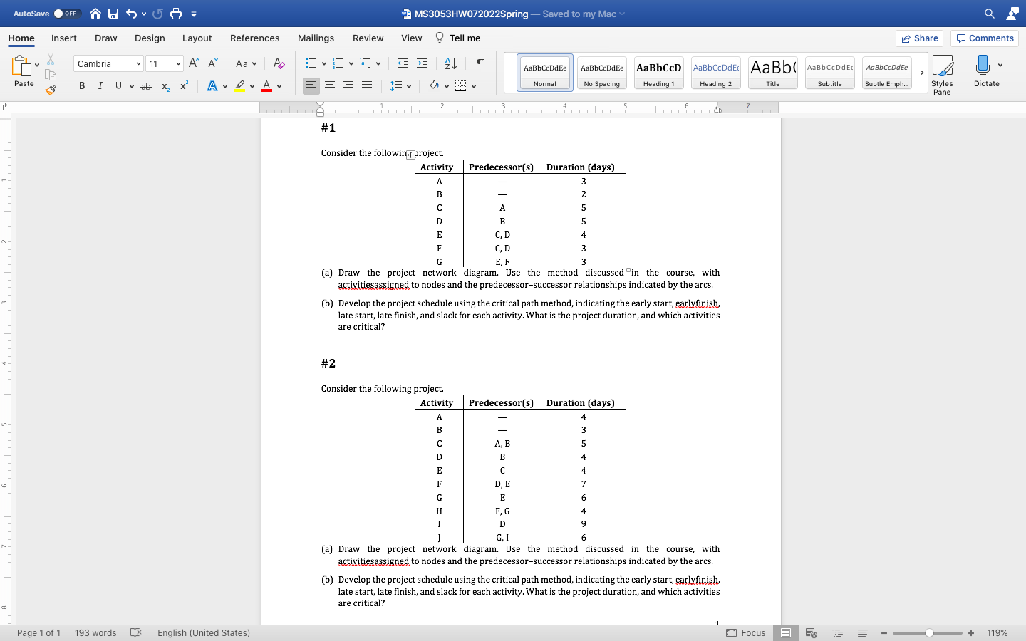 Solved AutoSave OFF ñ su WMS3053HW072022Spring - Saved to my | Chegg.com
