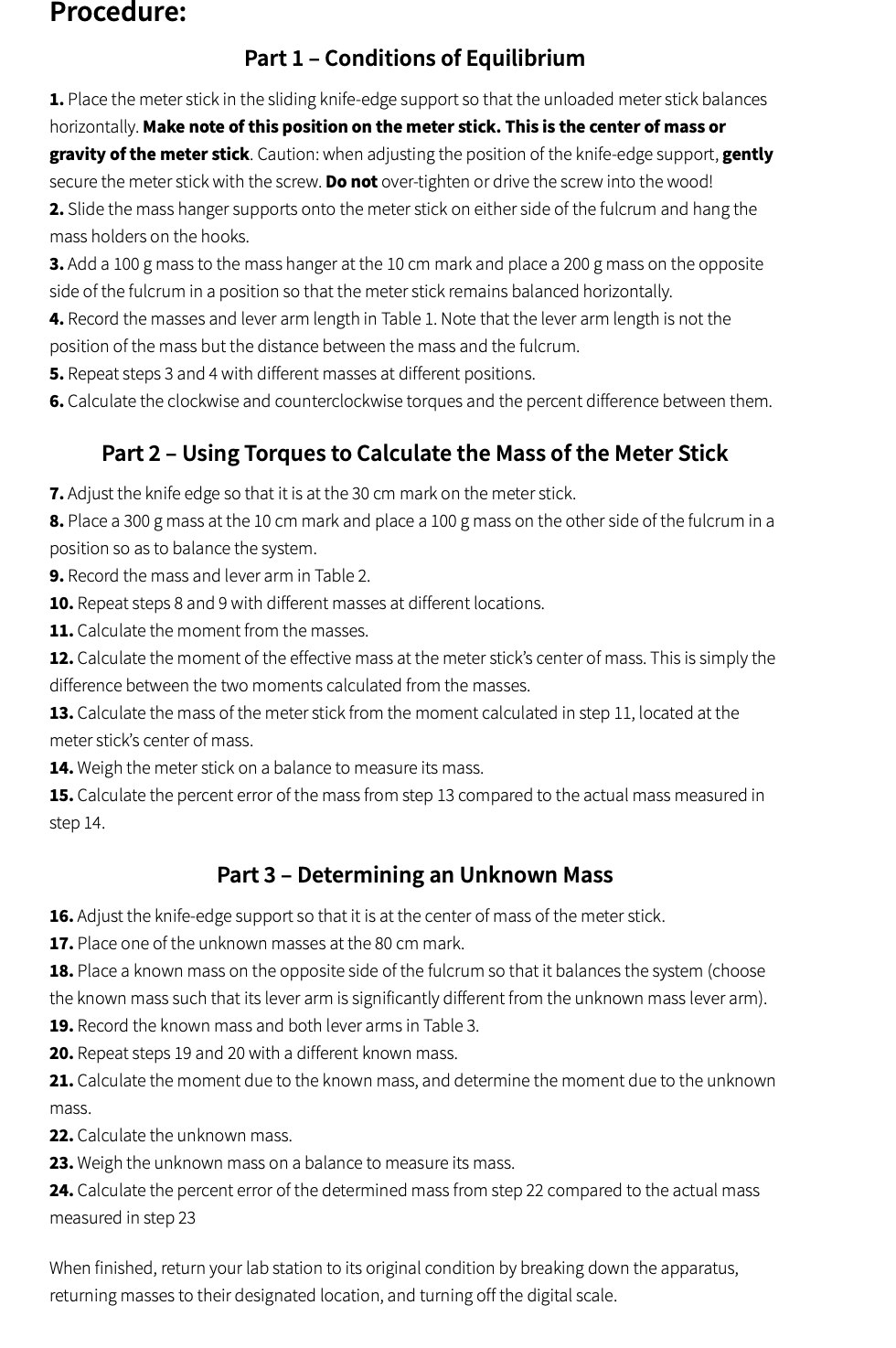 Solved 1. In part 2, the fulcrum will be away from the | Chegg.com