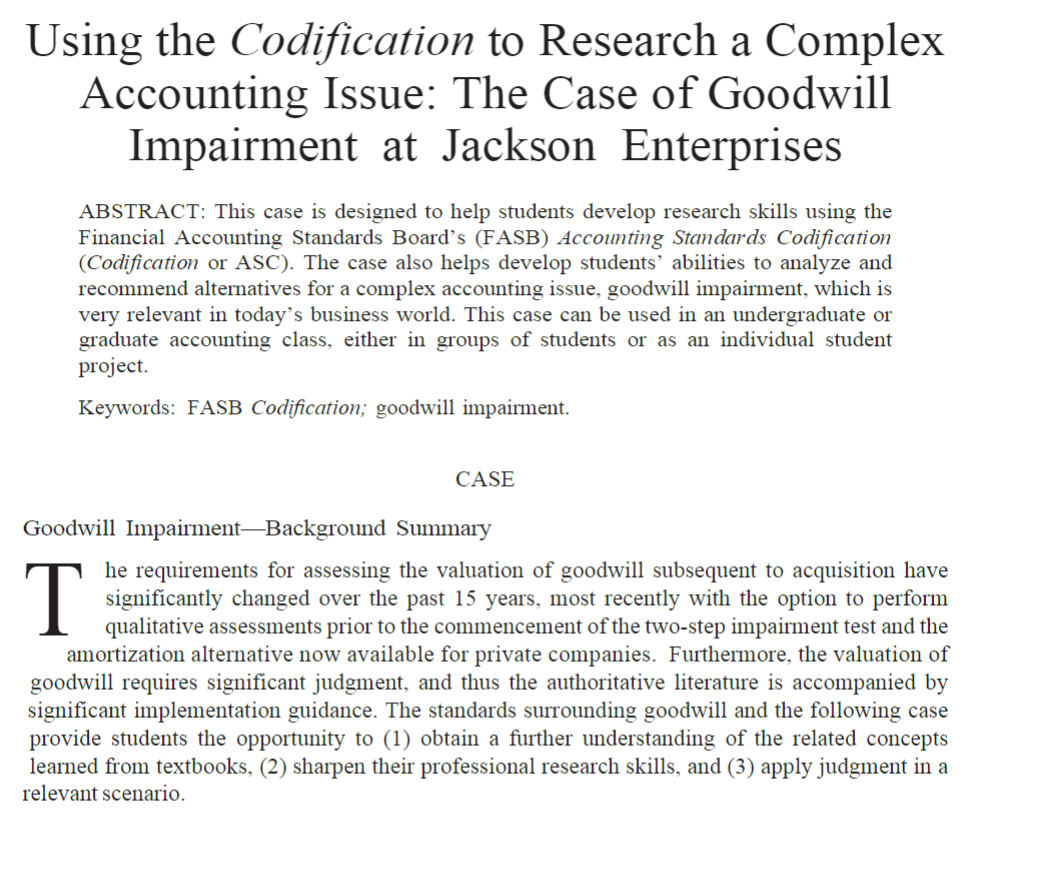 Using the Codification to Research a Complex | Chegg.com