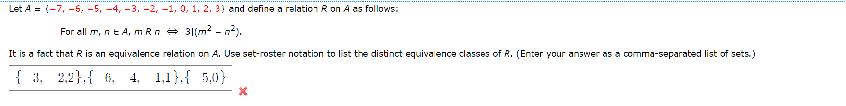 Solved Let A = {-7, -6, -5, -4, -3, -2, -1, 0, 1, 2, 3} and | Chegg.com