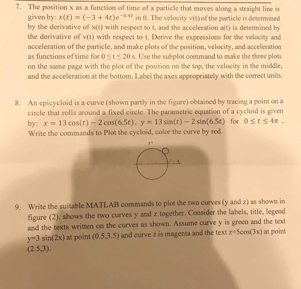 Solved 7. The position x as a function of time of a particle | Chegg.com