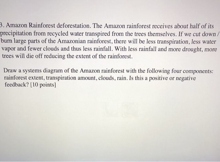 Solved 3. Amazon Rainforest deforestation. The Amazon | Chegg.com
