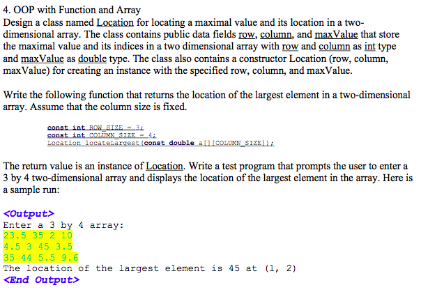 4. OOP with Function and Array Design a class named | Chegg.com