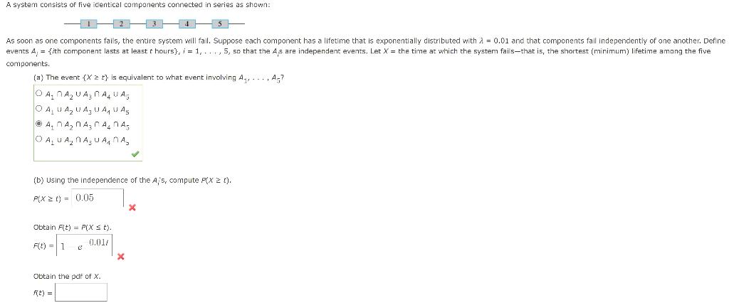 Solved A system consists of five identical components | Chegg.com