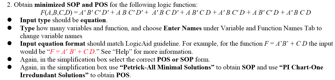 2. Obtain minimized SOP and POS for the following | Chegg.com