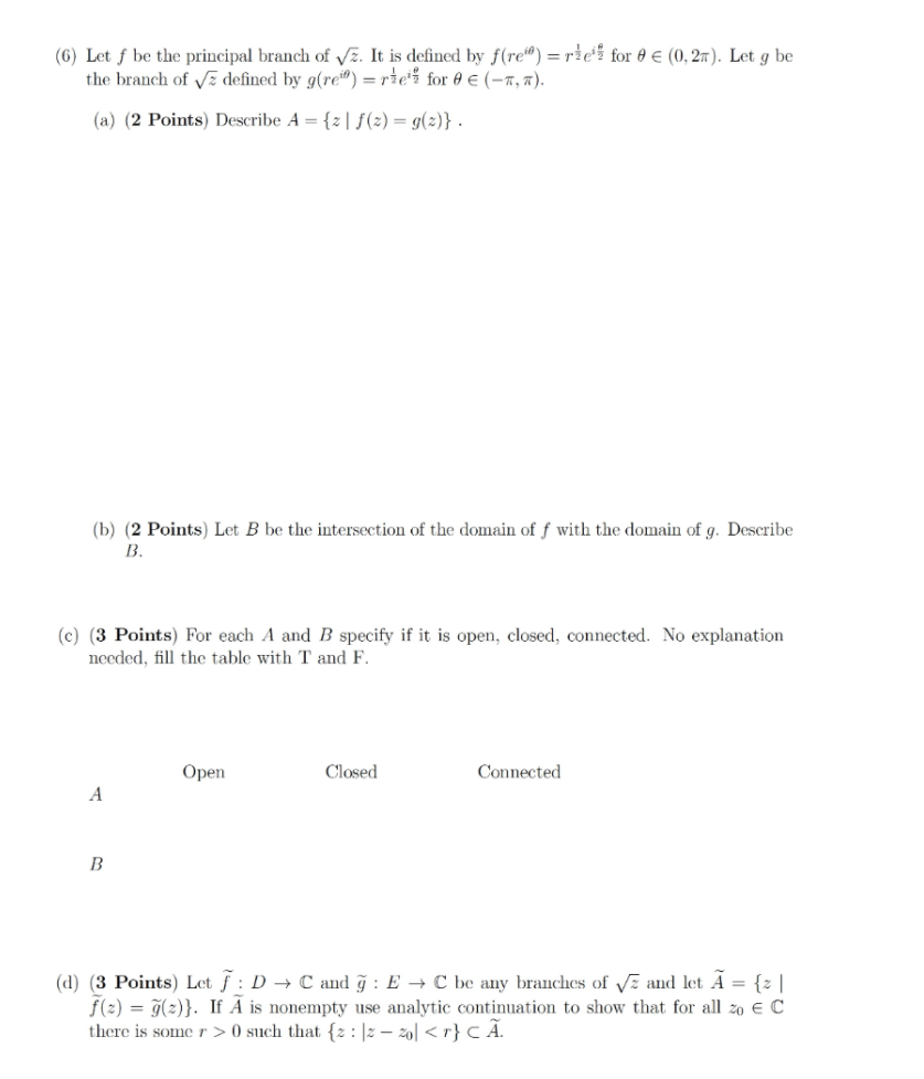 Solved (6) Let f be the principal branch of V2. It is | Chegg.com