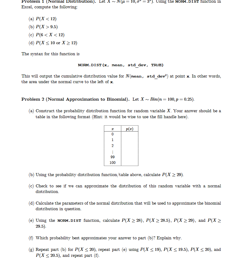 Solved Problem 1 (Normal Distribution). Let A Nu = 10,0° = | Chegg.com