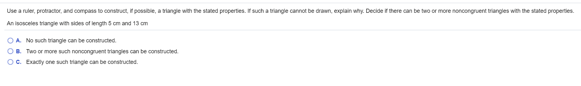 Solved Use a ruler, protractor, and compass to construct, if | Chegg.com