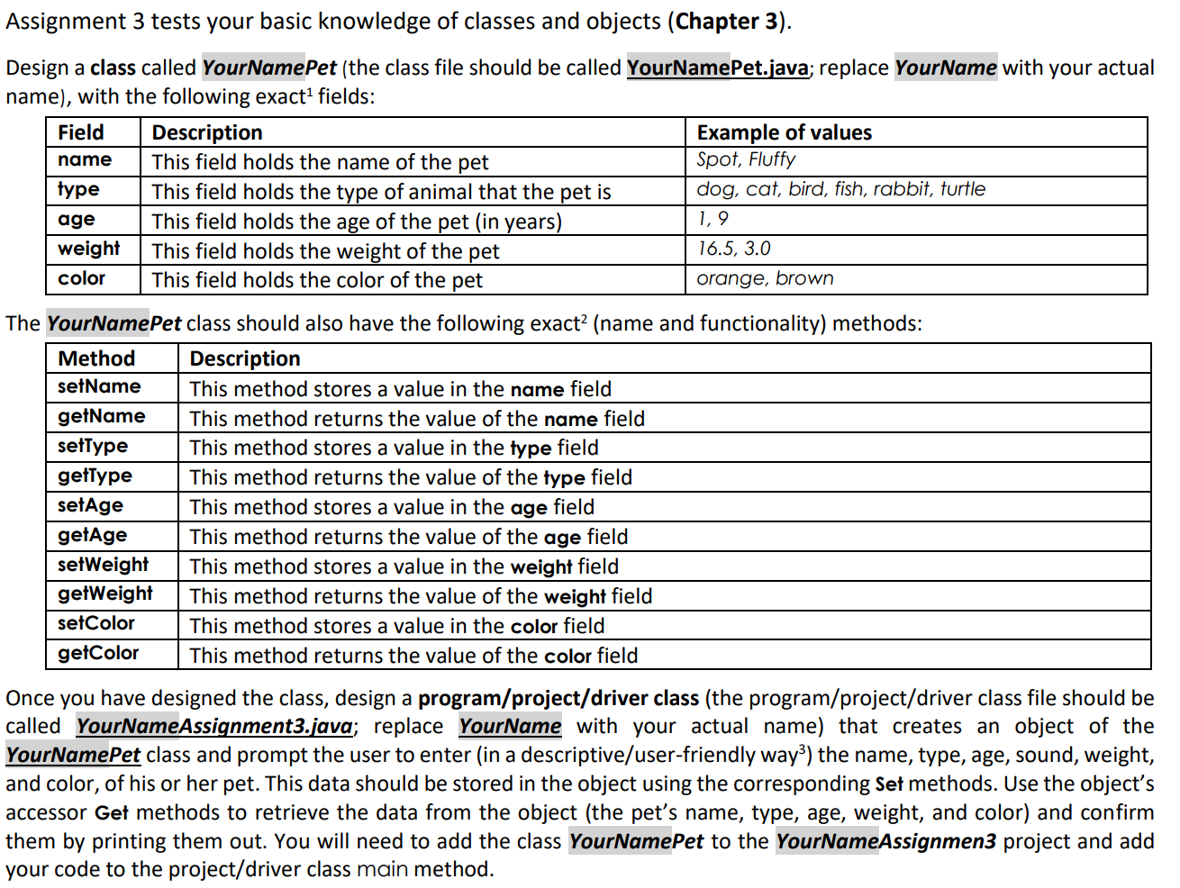 Solved Assignment 3 tests your basic knowledge of classes | Chegg.com