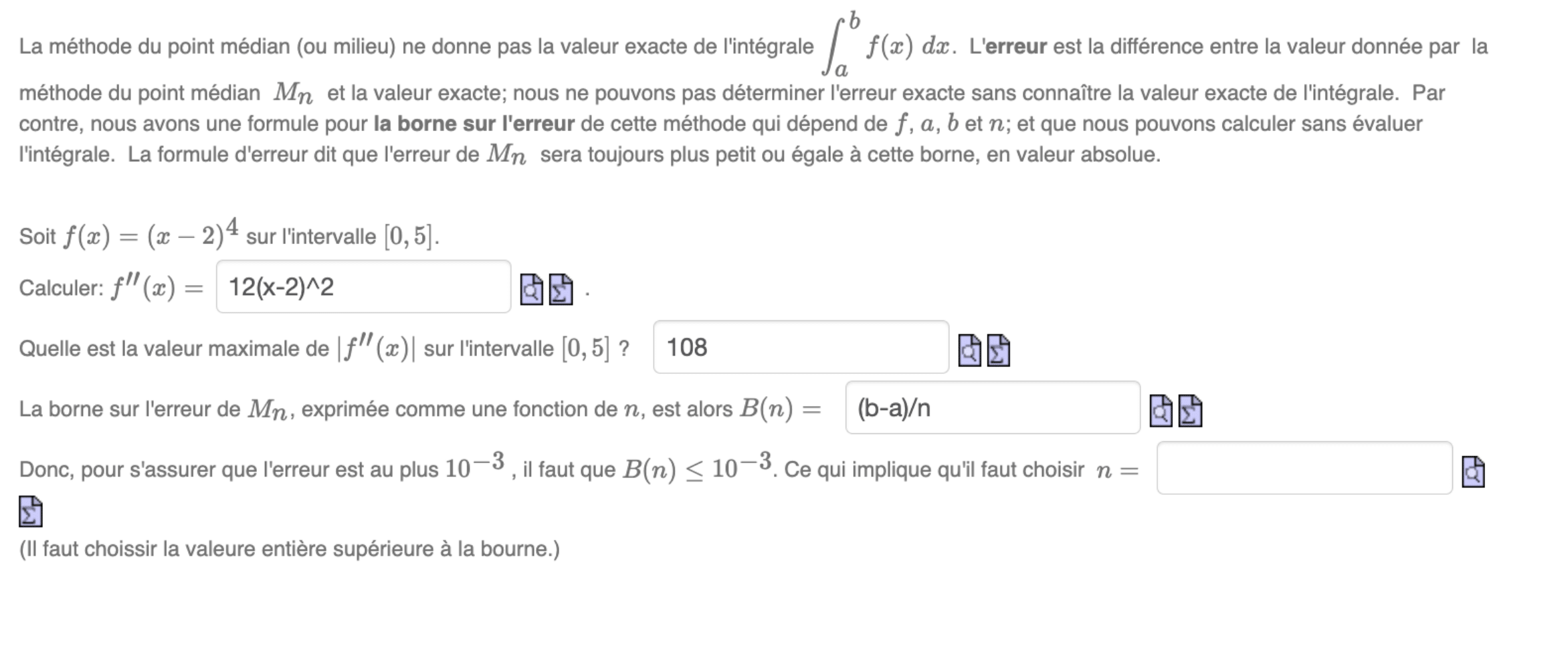 Solved FRENCH VERSION: La méthode du point médian (ou | Chegg.com