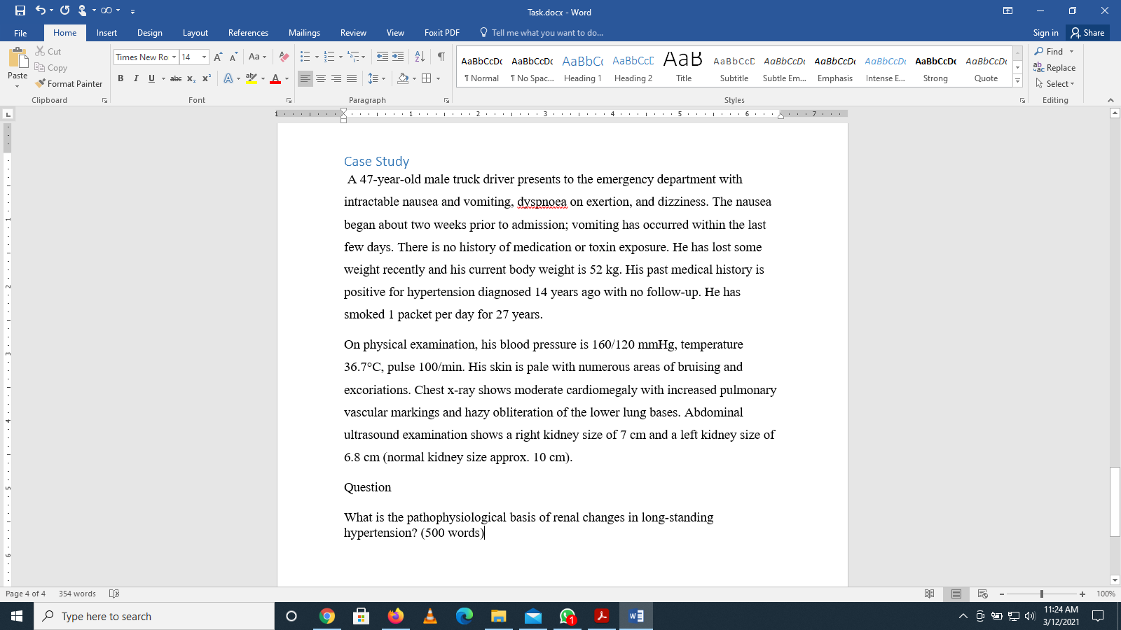 Solved SUR-005 Task.docx - Word X File Home Insert Design | Chegg.com