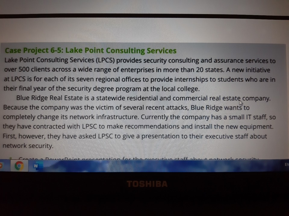 Solved Case Project 6-5: Lake Point Consulting Services Lake | Chegg.com