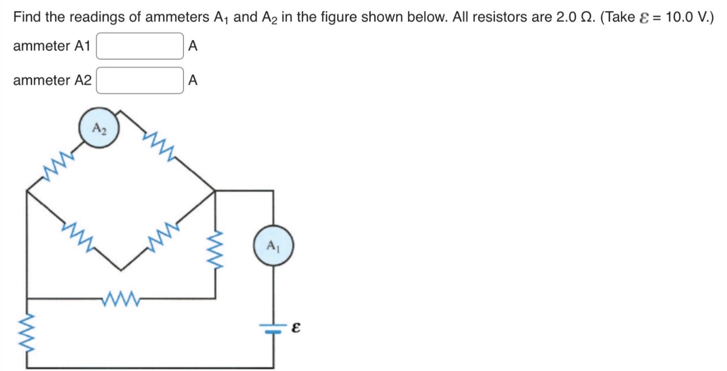 Find the readings of ammeters A1 and A2 in the figure | Chegg.com