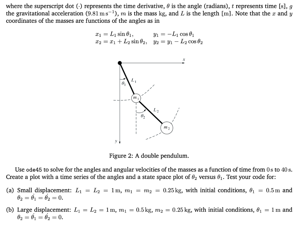 Solved As depicted in Fig. 2, a double pendulum consists of | Chegg.com