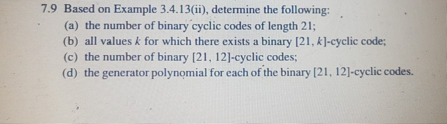 7.9 Based on Example 3.4.13(ii), determine the | Chegg.com