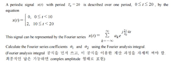 A periodic signal x(t) ﻿with period T0=20 is | Chegg.com