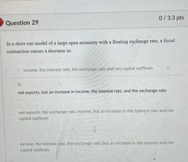 Solved In a short-run model of a large open economy with a | Chegg.com
