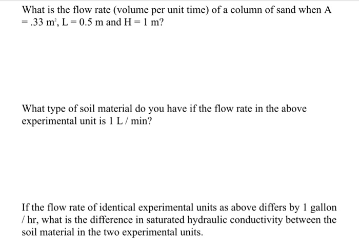 Solved What is the flow rate (volume per unit time) of a | Chegg.com