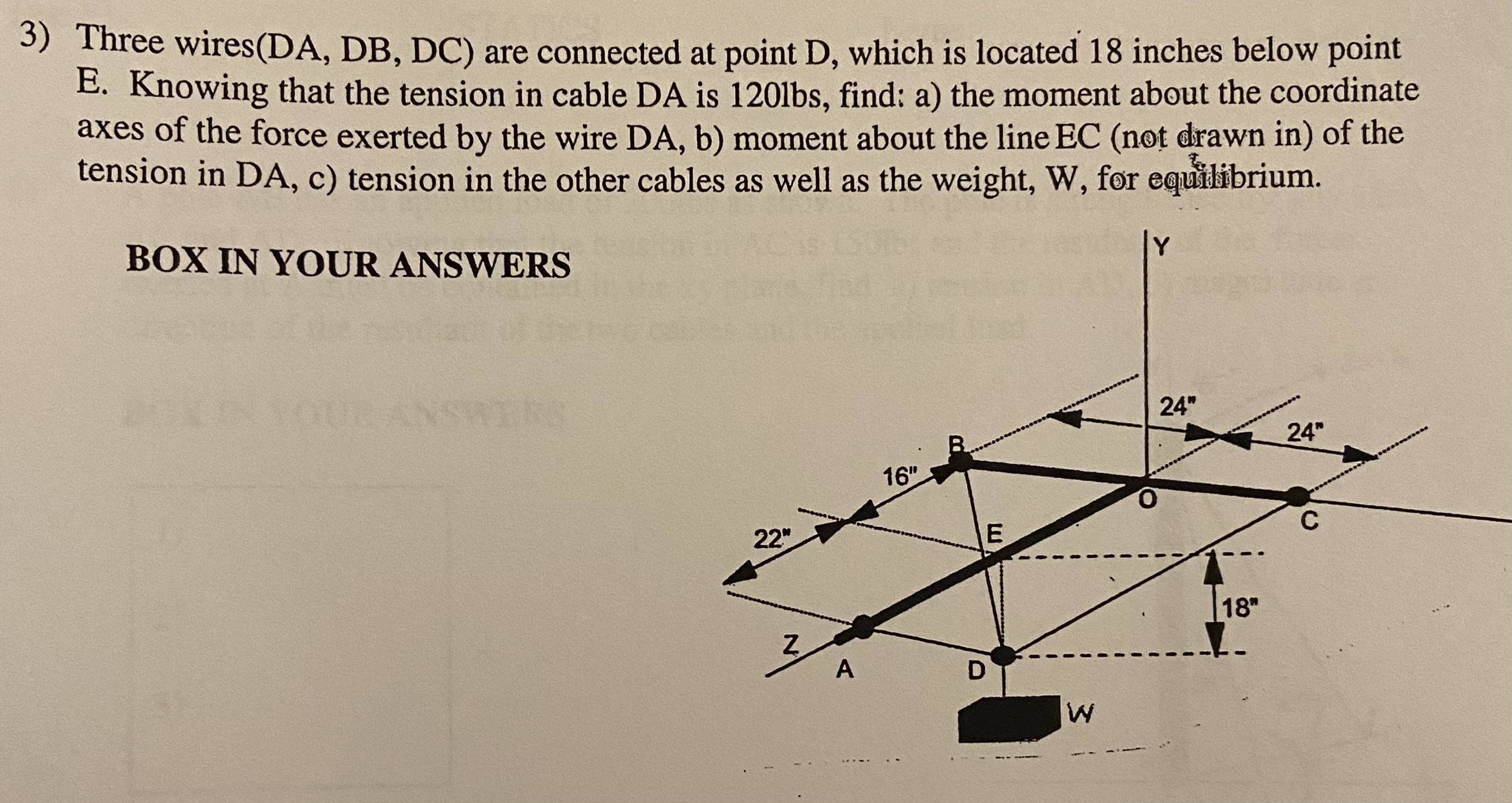 Solved Three wires(DA, DB, DC) are connected at point D, | Chegg.com