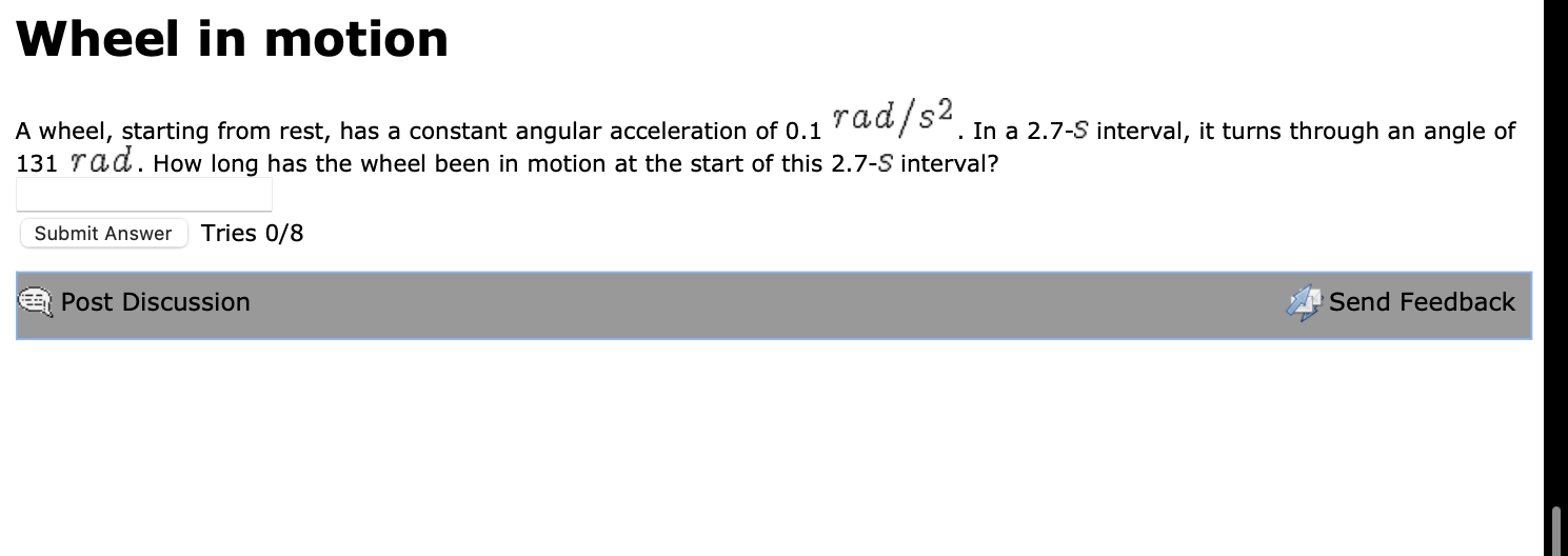 Solved A wheel, starting from rest, has a constant angular | Chegg.com
