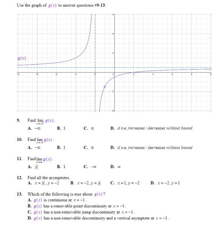 Solved Use the graph of g(x) to answer questions =9−13 : 9. | Chegg.com