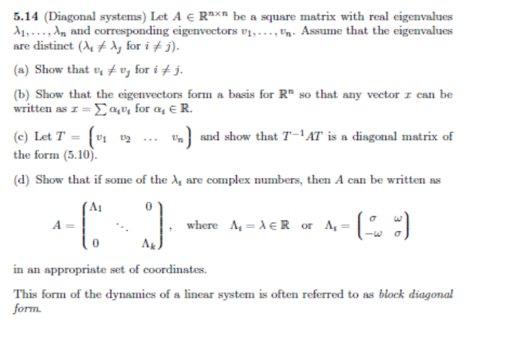 Solved 5.14 (Diagonal systems) Let A E Rnxn be a square | Chegg.com
