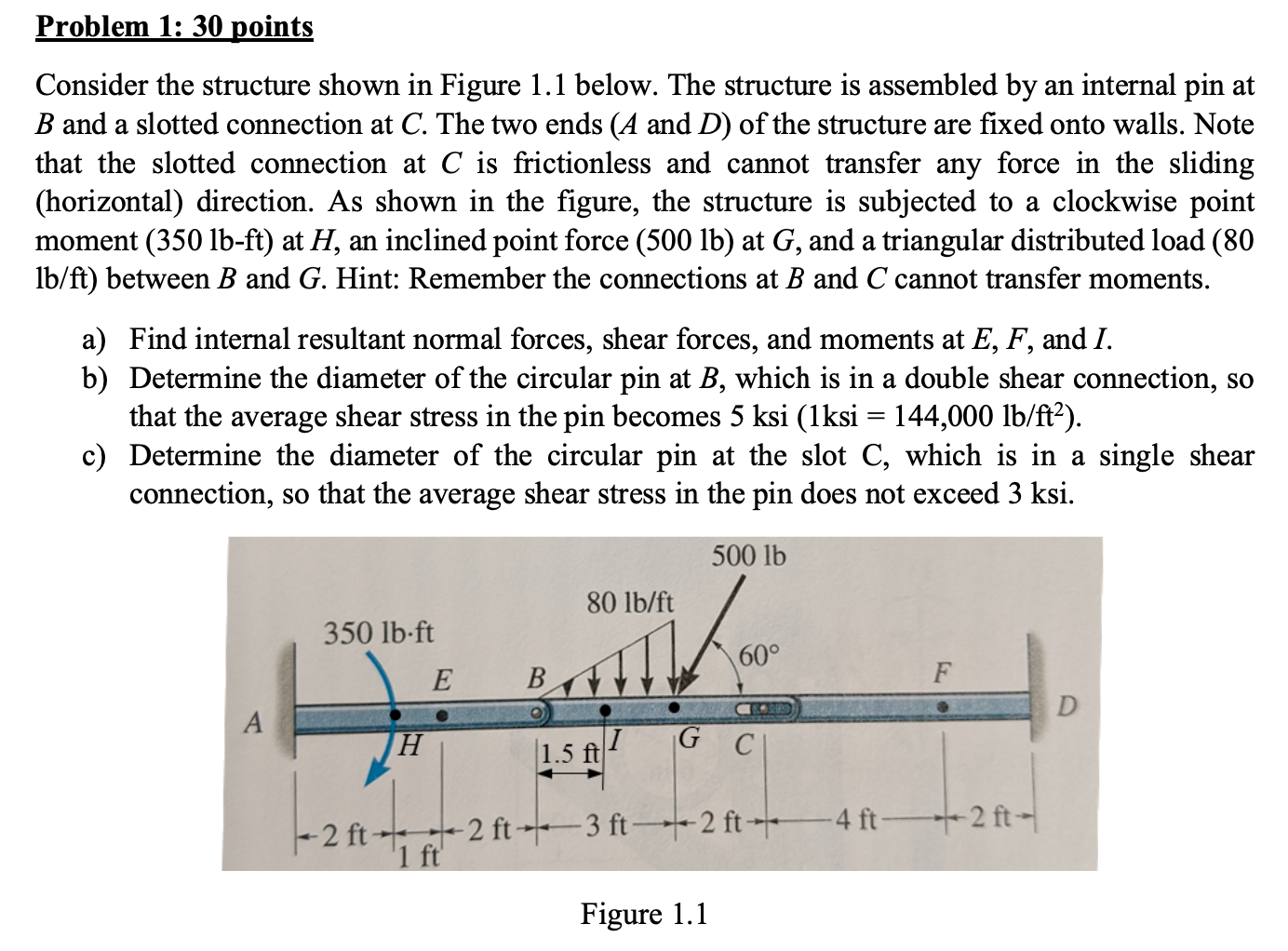 Solved Problem 1: 30 points Consider the structure shown in | Chegg.com