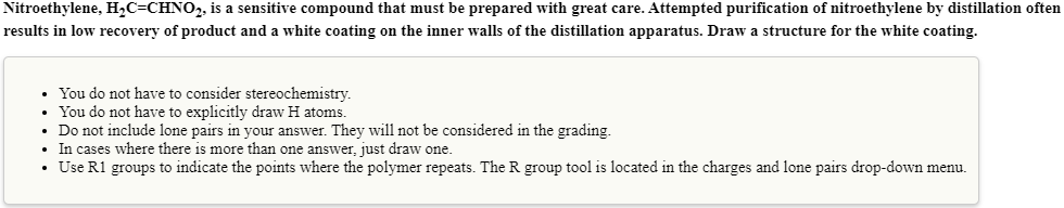 Solved Nitroethylene, H2C=CHNO2, is a sensitive compound | Chegg.com