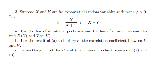 Solved 3. Suppose X and Y are id exponential random | Chegg.com